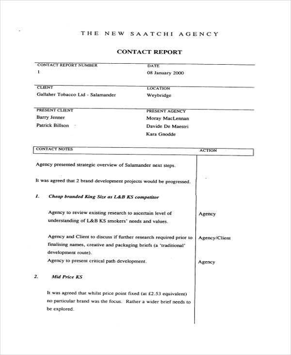 Contact Report Templates - 8+ Free Word, PDF Format Download