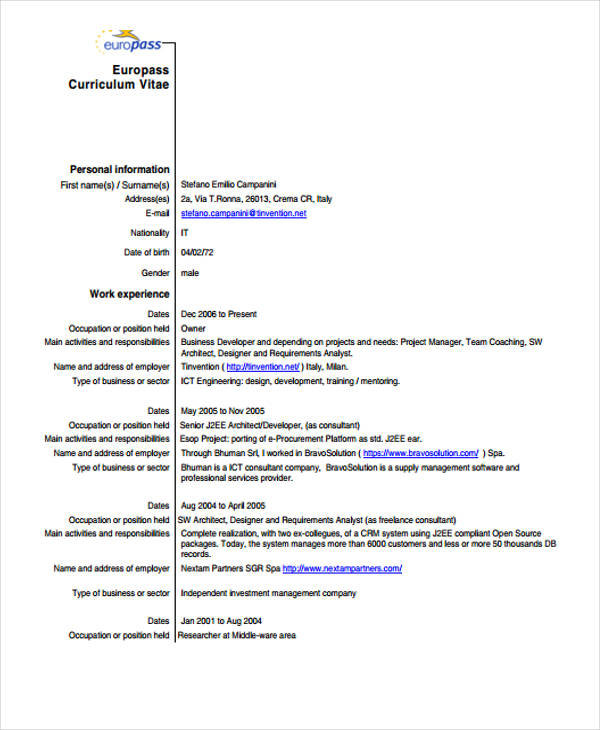9 Functional Curriculum Vitae Templates PDF DOC