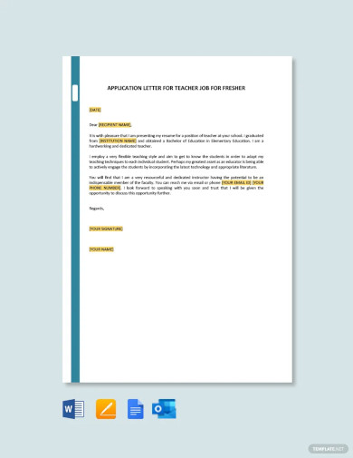 Free 13+ Job Application Letters For Teacher, Sample, Example, Format ...