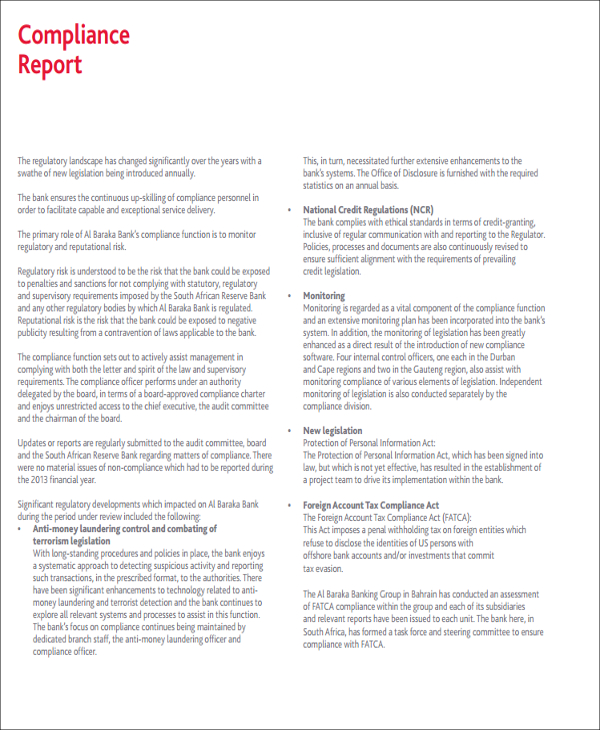 Compliance Report Template - 13+ Free Word, PDF, Google Docs, Apple ...