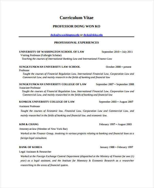18+ Sample Law CV Templates - PDF, DOC