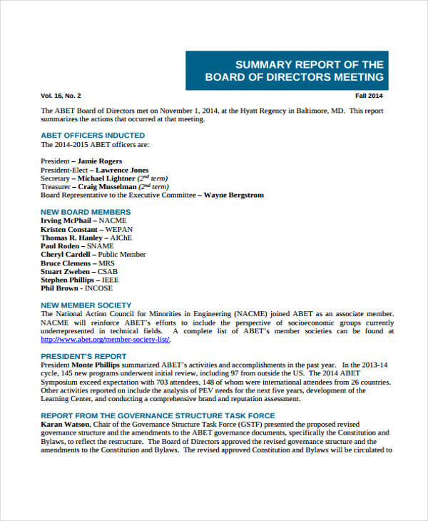 Meeting Report Template PDF Template