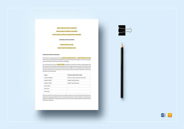 22+ Meeting Report Templates - Word, PDF, Apple Pages, Google Docs