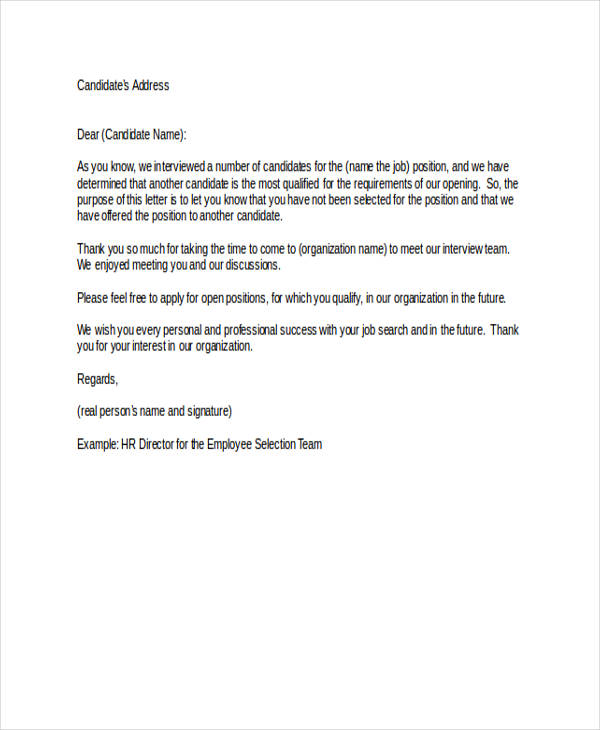 6 Email Rejection Letter Templates Free Word PDF Doc Format Download