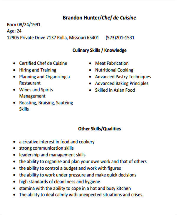 9+ Cook Resume Templates - PDF, DOC