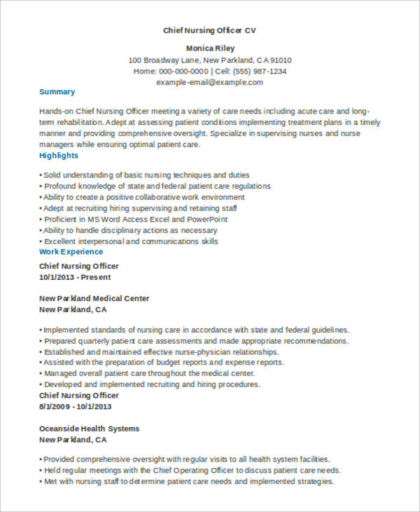 12+ Nursing Curriculum Vitae Templates - Free Word, PDF Format Download