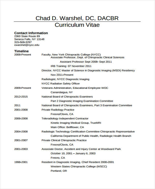 9+ Doctor Curriculum Vitae Templates - PDF, DOC