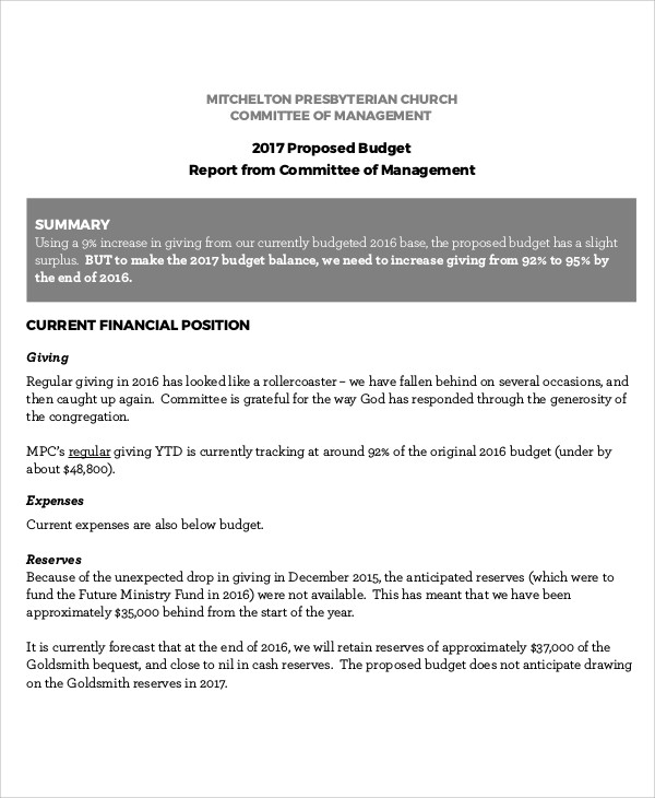 Budget Report Template - 14+ Free Word, PDF Format Download
