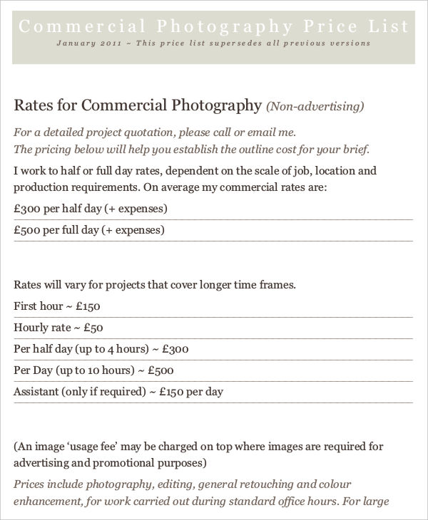 18+ Photography Quotation Formats - AI, PSD, Google docs, Apple pages