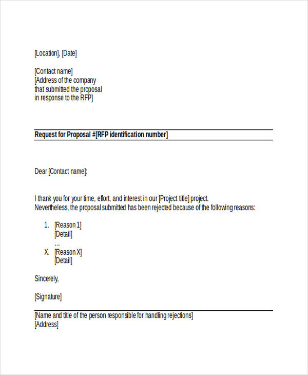 7+ Bid Rejection Letters - Free Sample, Example Format Download