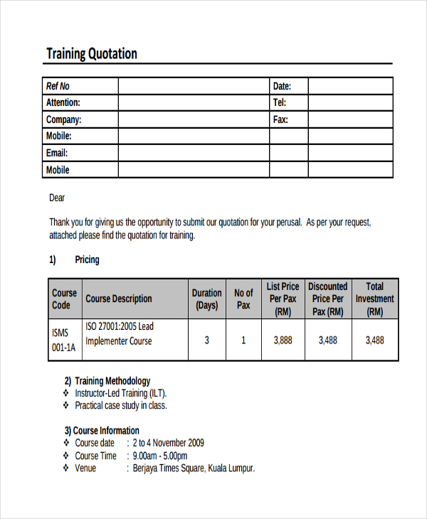 25+ Quotation Templates - Word, PDF, Google docs