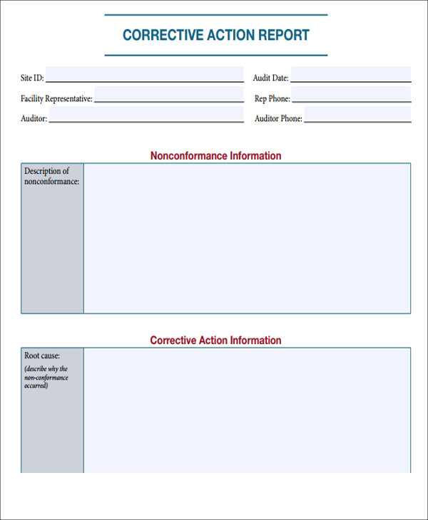 Corrective Action Report Template