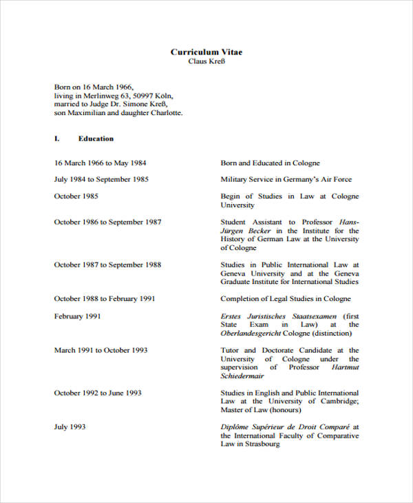 18+ Sample Law CV Templates - PDF, DOC