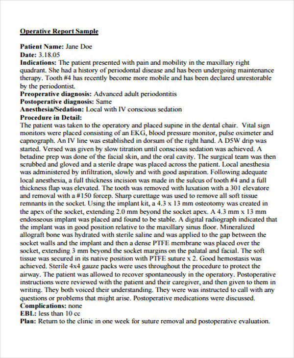 9+ Operative Report Templates - Free Sample, Example Format Download