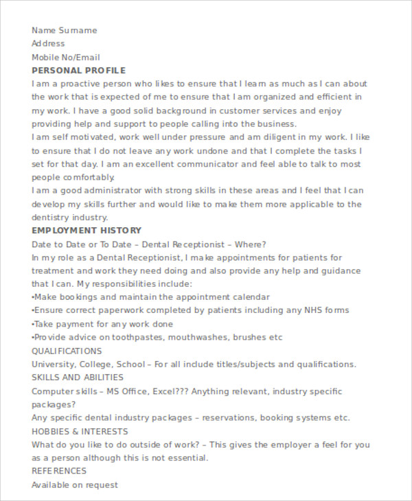 17+ Receptionist Curriculum Vitae Templates - PDF, DOC