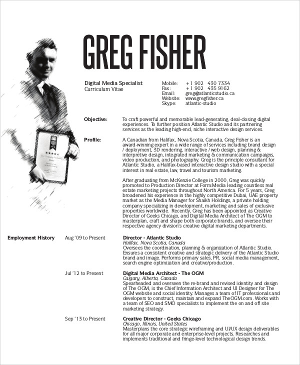 7+ Digital Curriculum Vitae - Sample, Example