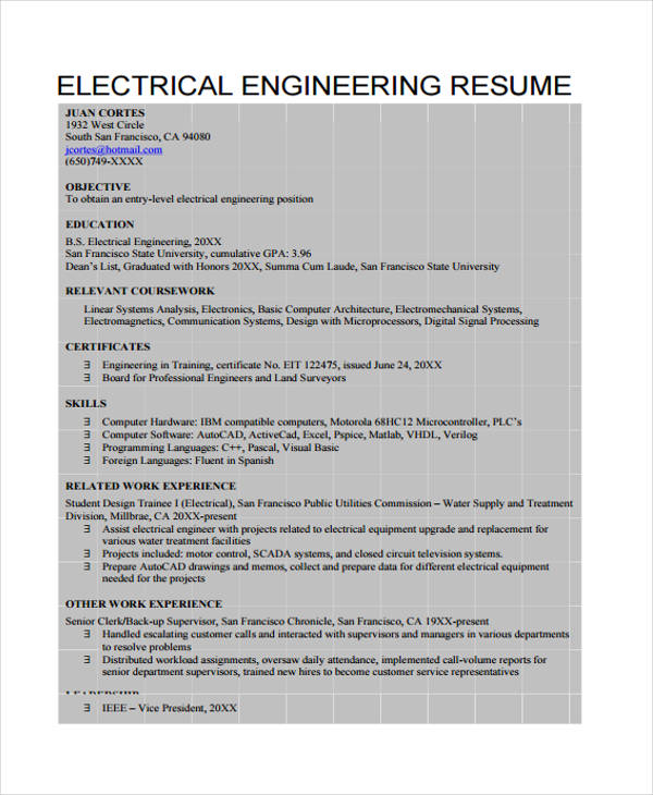 10+ Engineer Curriculum Vitae Templates - PDF, DOC
