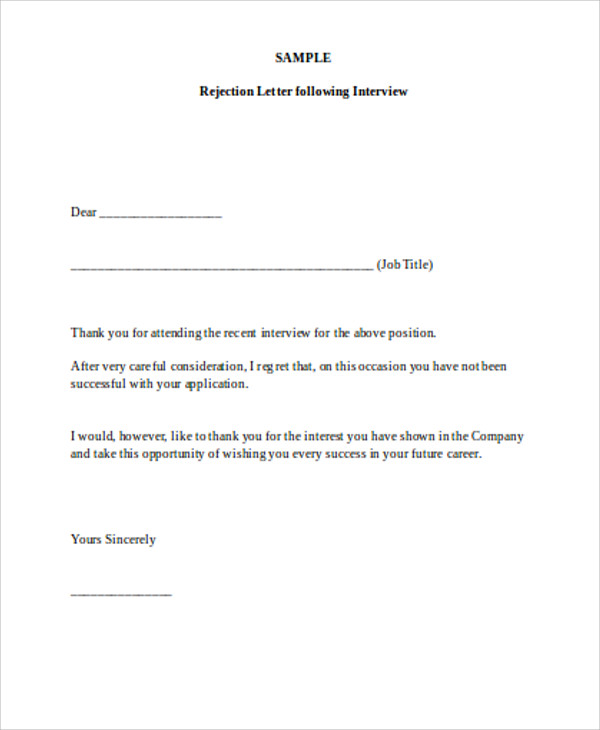 36+ Rejection Letter PDF