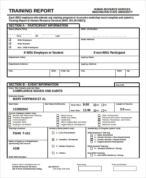 27 Training Report Template Word PDF