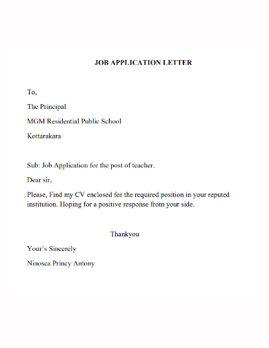 20+ Job Application Letter for Teacher Templates - PDF, DOC