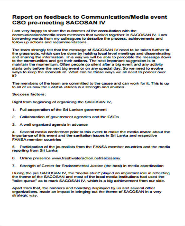 Post Event Report Sample Pdf Free 10 Event Report Samples In Google 