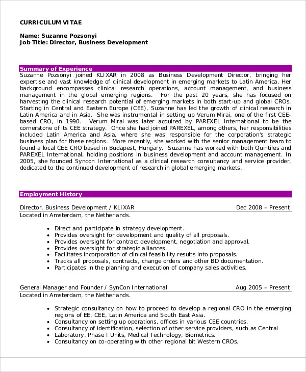10+ Director Curriculum Vitae - Free Sample, Example Format Download