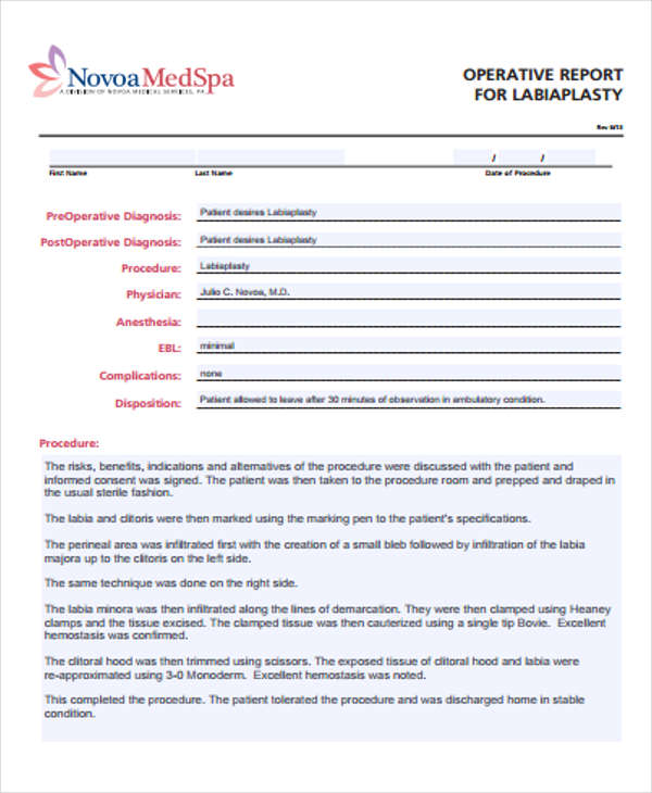 9+ Operative Report Templates - Free Sample, Example Format Download