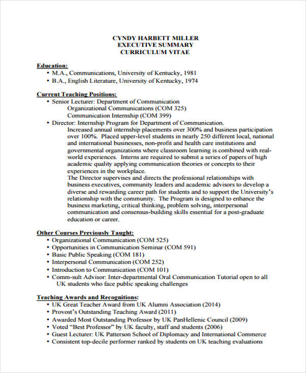 10+ Sample Business Curriculum Vitae Templates - PDF, DOC