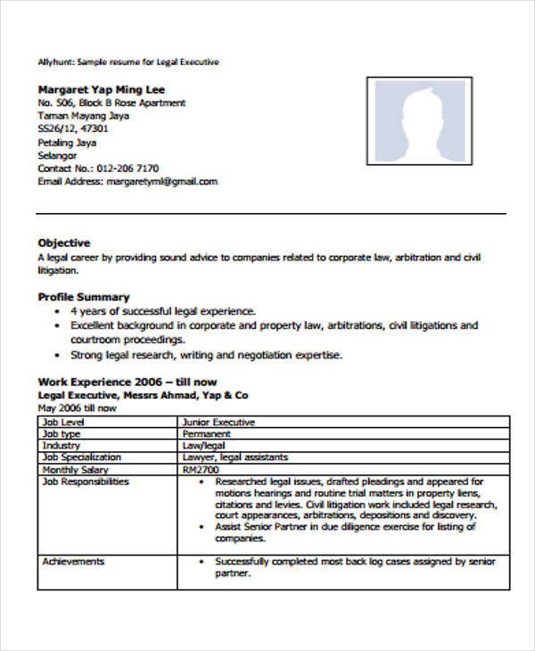10+ Legal Curriculum Vitae Templates - PDF, DOC
