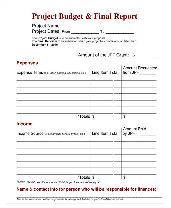 Budget Report Template 14 Free Word PDF Format Download