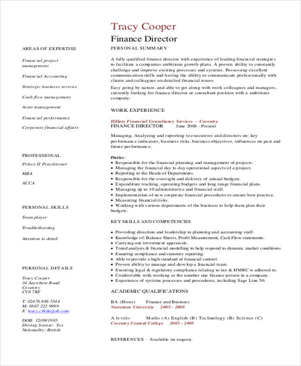 5+ Director Curriculum Vitae Templates - PDF, DOC