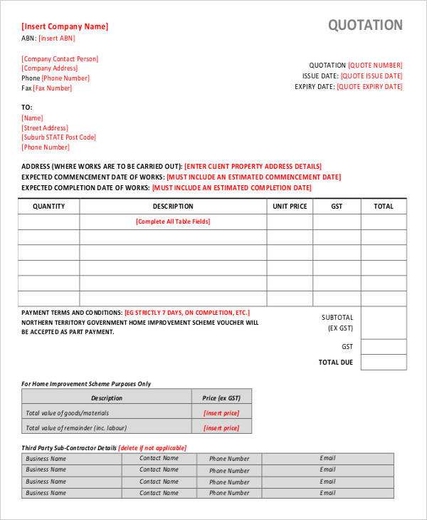 47+ Quotation Samples - PDF, Word