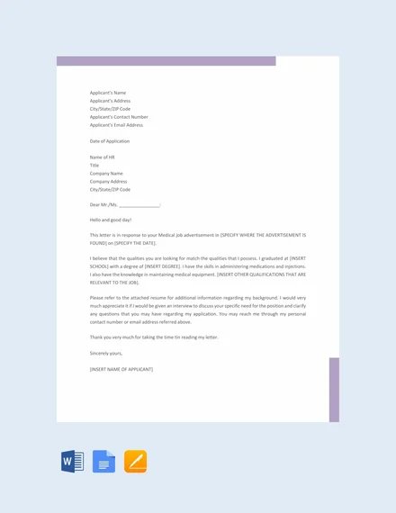 11+ Job Application Letters for Doctor - PDF, DOC, Apple Pages