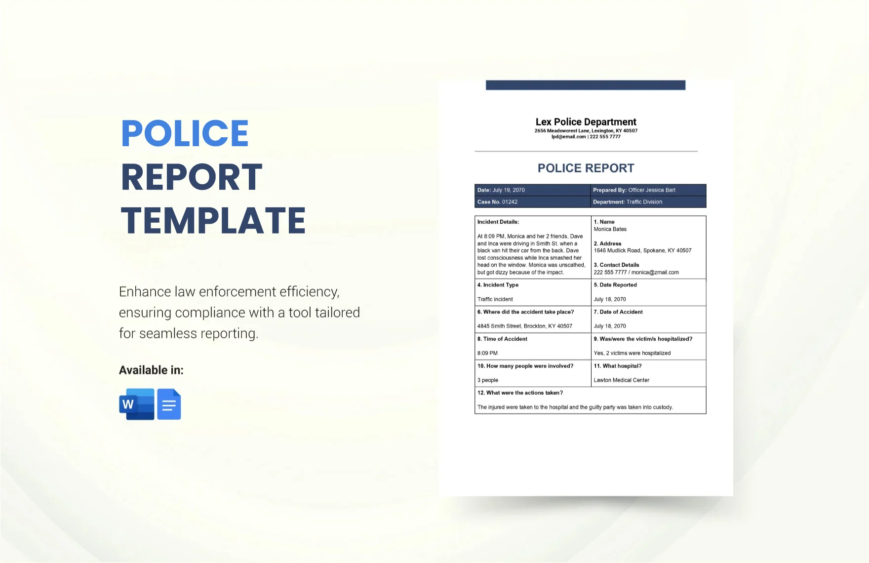 9+ Police Report Templates - Free Sample, Example Format Download