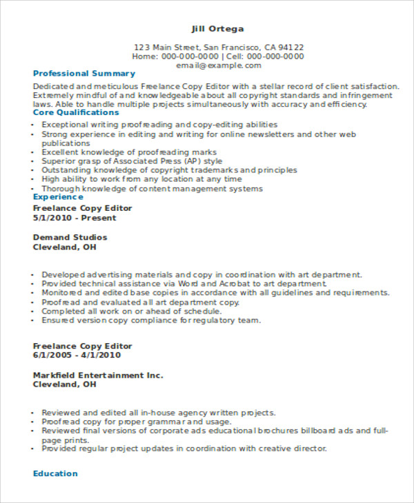 15+ Freelance Resume Samples in Word | Apple Pages | PDF