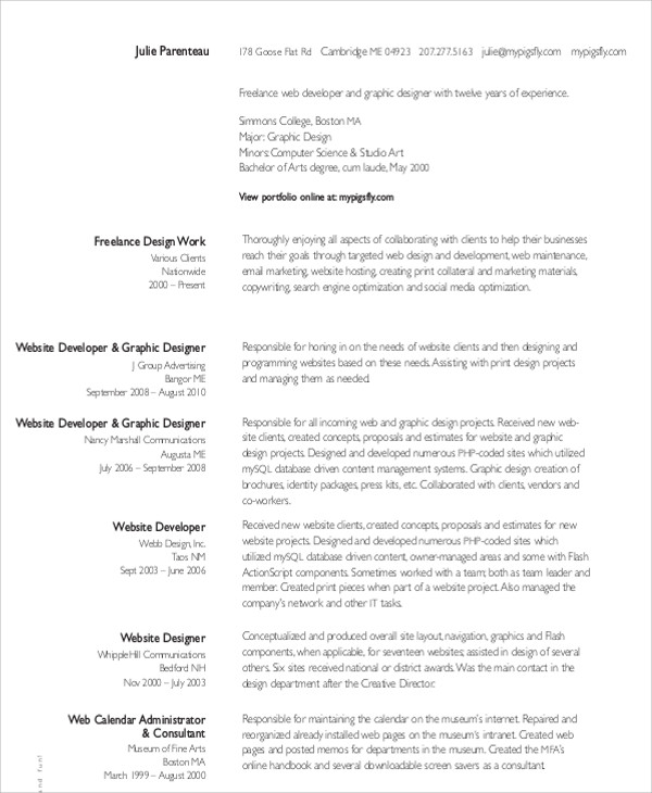 15+ Freelance Resume Samples in Word | Apple Pages | PDF