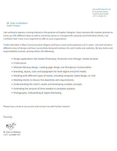 10+ Job Application Letters For Graphic Designer - Free Sample, Example ...