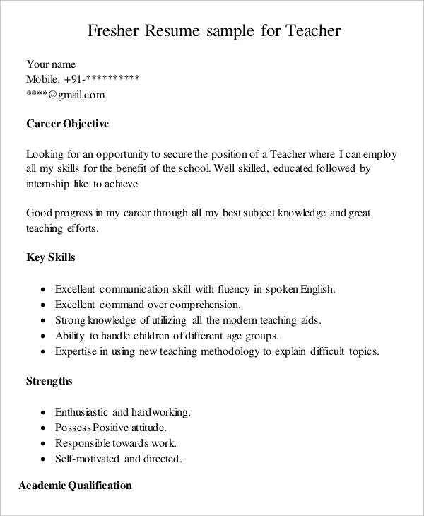 Teacher Resume Sample - 37+ Free Word, PDF Documents Download