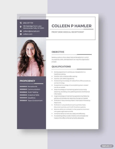 17+ Receptionist Curriculum Vitae Templates - PDF, DOC