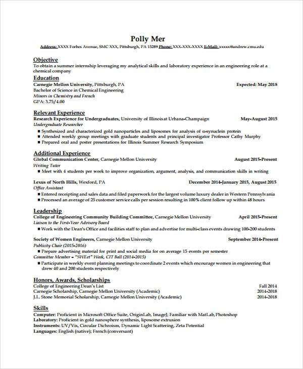 31 Engineer Resume Samples PDF DOC