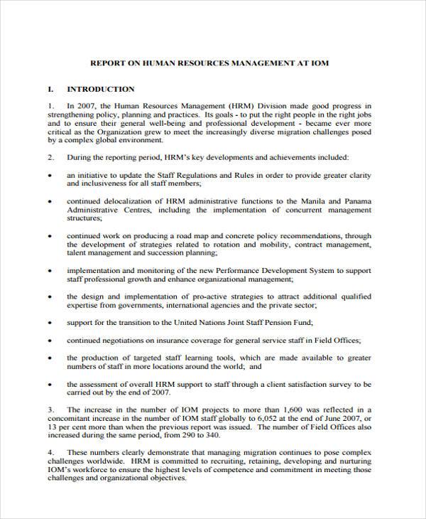 Management Report Template Word