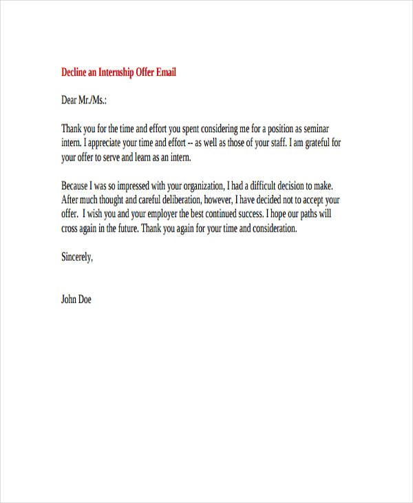 6 Email Rejection Letter Templates Free Word PDF Doc Format Download