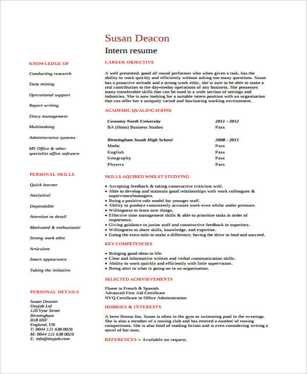 16+ Student Curriculum Vitae Templates - PDF, DOC
