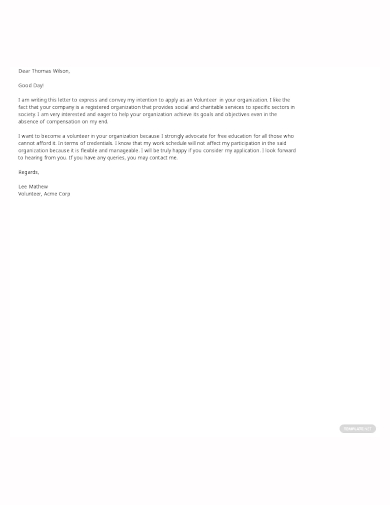 Free 11+ Job Application Letter For Volunteer, Example Format Download