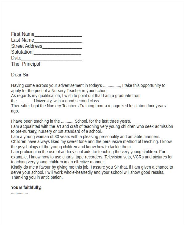 20 Job Application Letter For Teacher Templates PDF DOC