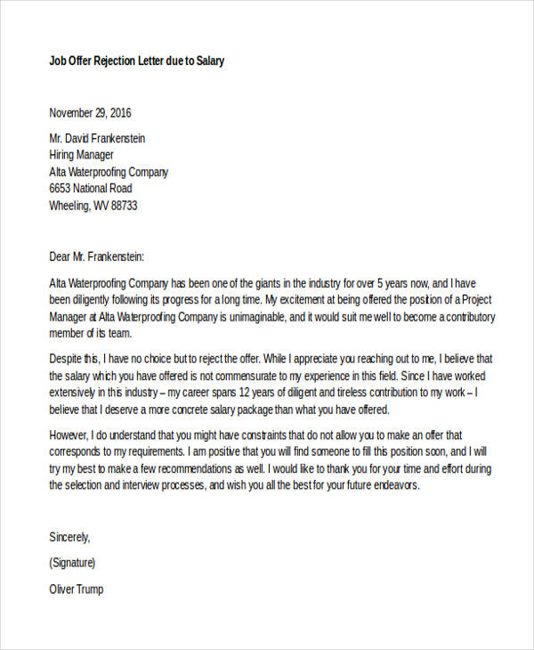 How To Write A Thank You Letter To Reject Job Offer 