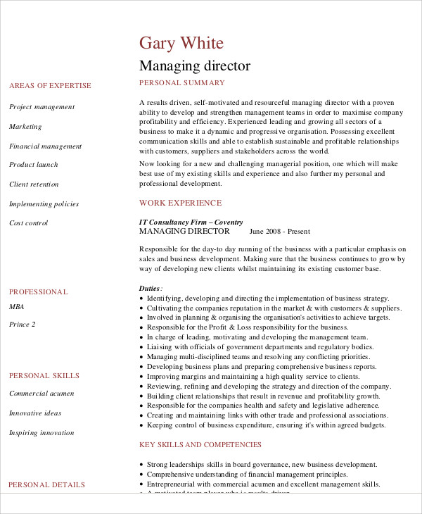 10+ Director Curriculum Vitae - Free Sample, Example Format Download ...