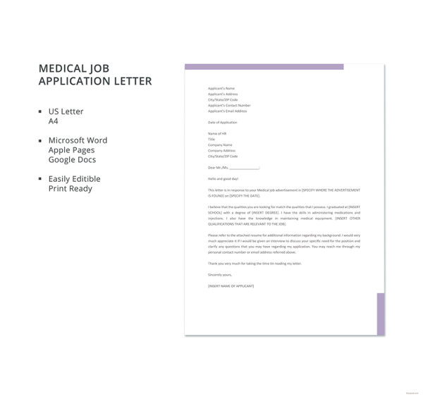 Free 20+ Job Application Letters For Nurse, Sample, Example Format Download