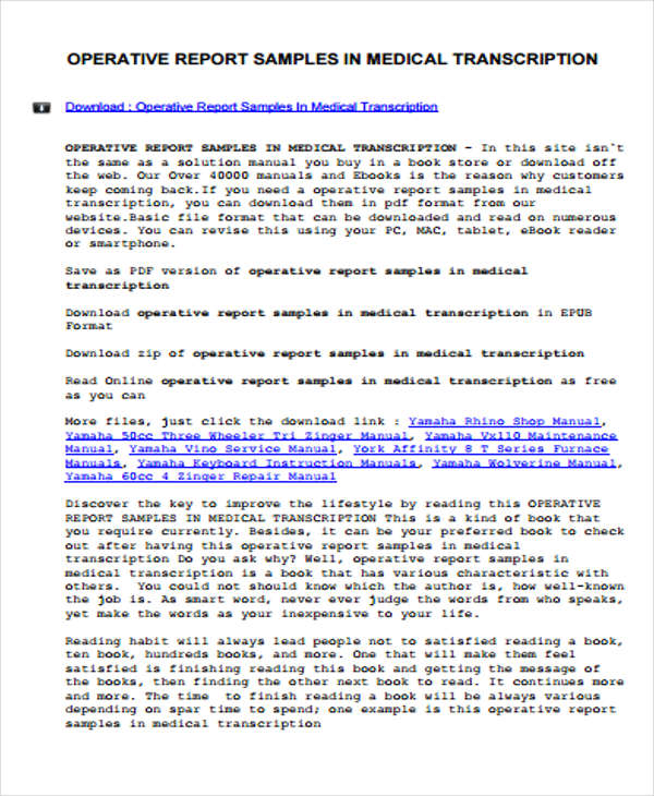 9+ Operative Report Templates - Free Sample, Example Format Download