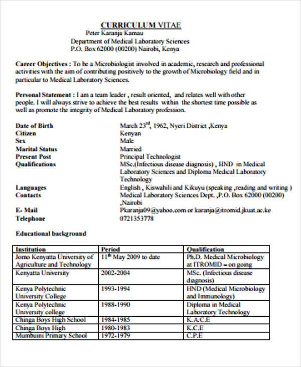 10+ Medical Curriculum Vitae Templates - PDF, DOC